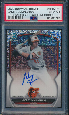 PSA 10 JAKE CUNNINGHAM AUTO 2023 Bowman Chrome HTA REFRACTOR/150 RC GEM ...