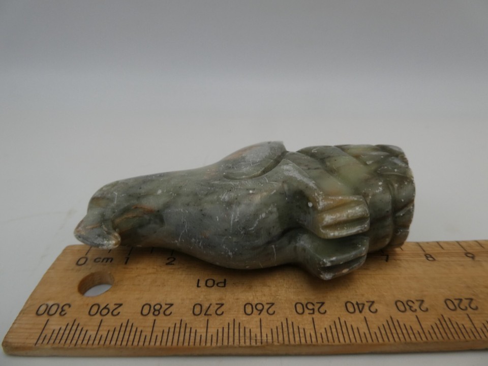 VINTAGE INUIT NATIVE INDIGENOUS AMERICAN TRIBAL CARVED GREEN STONE BIRD ...