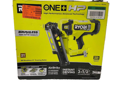 O.B. Ryobi ONE+ HP 18V Brushless 21 Deg Framing Nailer Gun (PBL345B ...