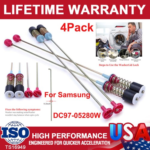 4 DC97-05280W WA400PJHDWR Washer Suspension Rod / Damper Kit Replace ...