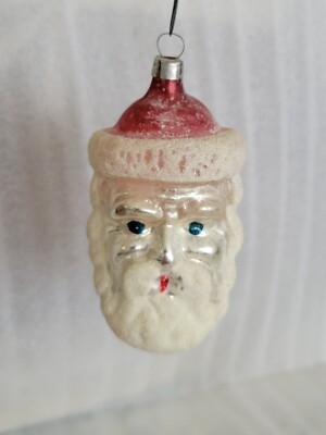 Antique vintage German Christmas Glass Ornament - RARE SANTA CLAUS HEAD ...