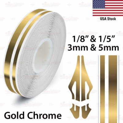 GOLD CHROME 1/8" 1/5" PIN STRIPE TAPE 9/16" 15mm PinStriping Decal ...