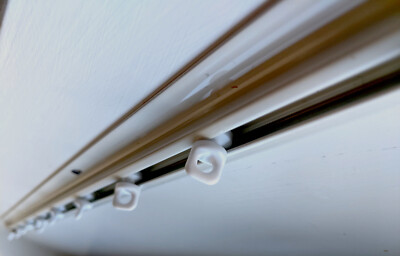 Discreet Thin Hidden Curtain Rail Track COMPLETE 100cm with normal ...