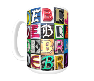 DEBRA Coffee Mug / Cup featuring the name in photos of sign letters | eBay