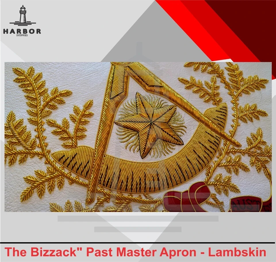 Masonic Past Master Apron "The Bizzack" 100% Lambskin Freemason Regalia ...