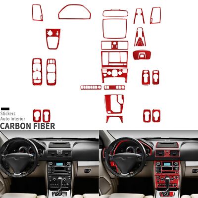 26Pcs Red Carbon Fiber Kits Full Interior Trim Accessories For Volvo ...