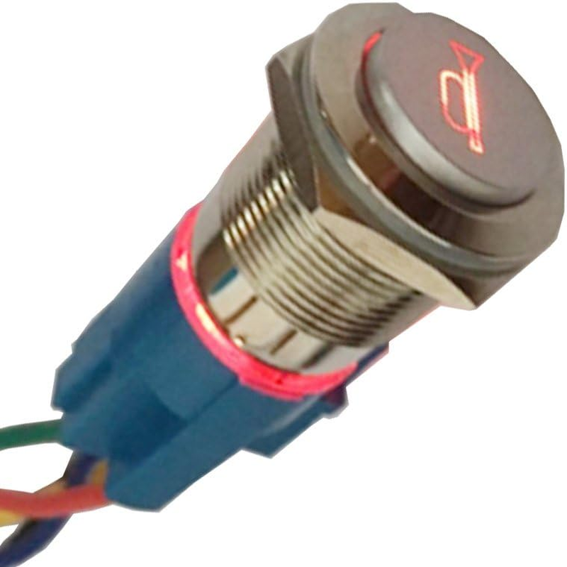 12V Car Auto Red LED Light Momentary Speaker Horn Push Button Metal ...
