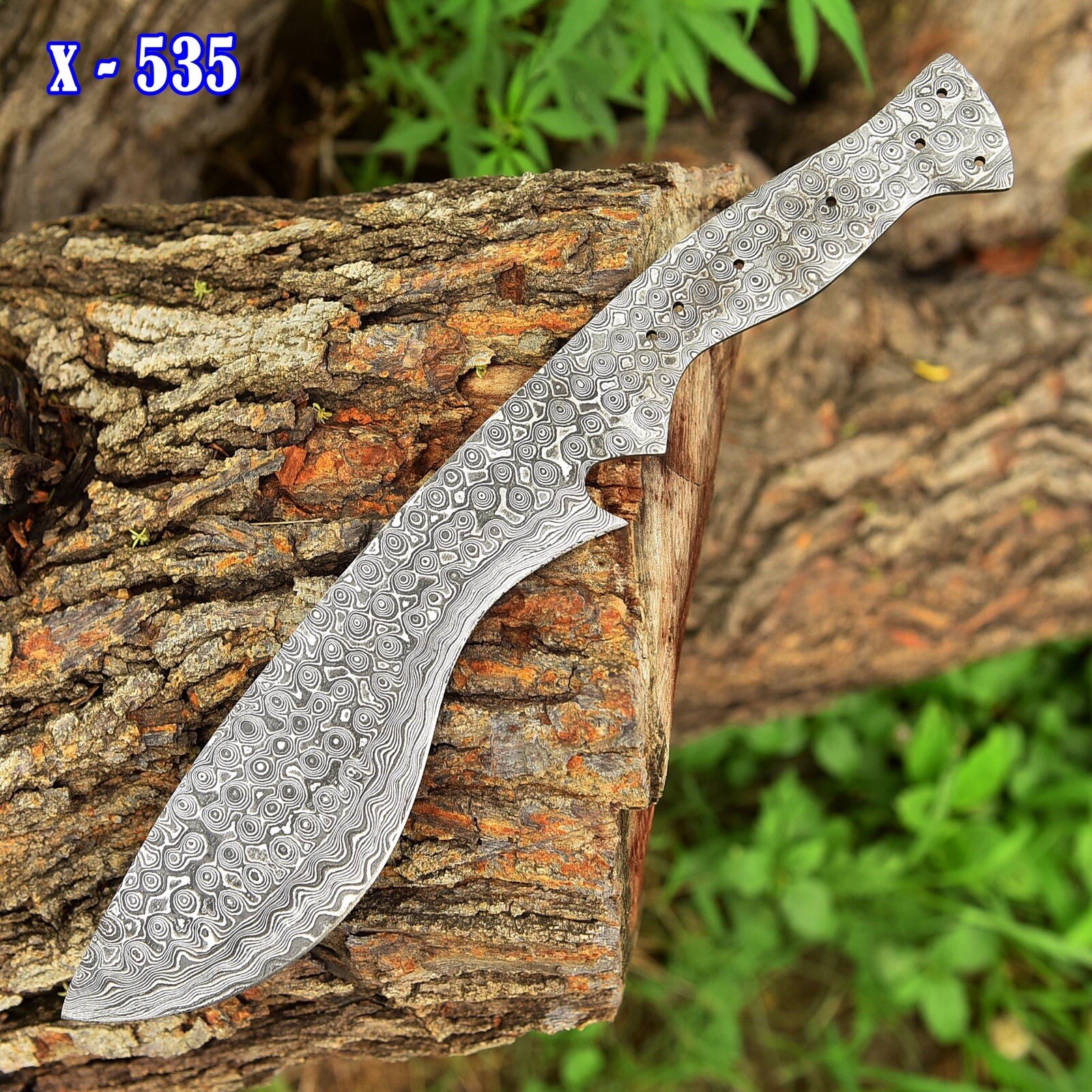 FULL TANG DAMASCUS STEEL HUNTING TRACKER SURVIVAL KUKRI BLANK BLADE ...