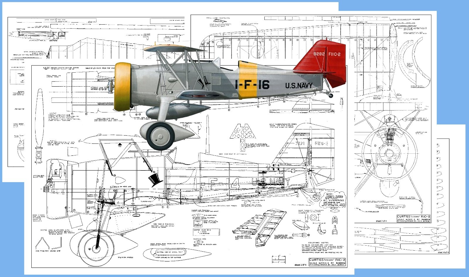 Model Airplane Plans (RC): Giant Curtiss F11-C2 Goshawk 64" 1/6 Scale .60+ | eBay