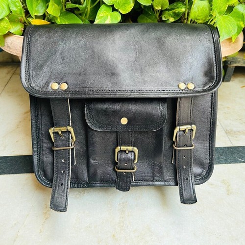 New 11"X9" Vintage Leather Motorcycle One Side Bags Pouch Brown ...