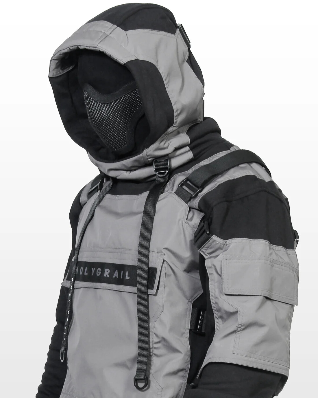 Men's Techwear Gray Jacket Vest fleece Pullover Hoodie TAC-BHV.02/GREY ...