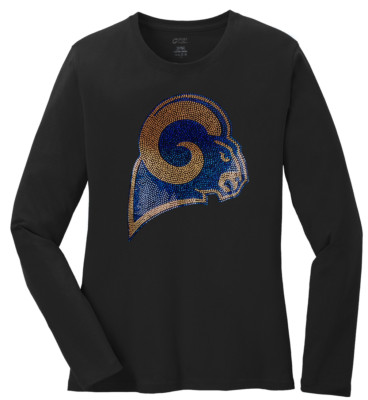 Women's Los Angeles Rams LA Ladies Bling Long Sleeve T-Shirt Size S-4XL ...