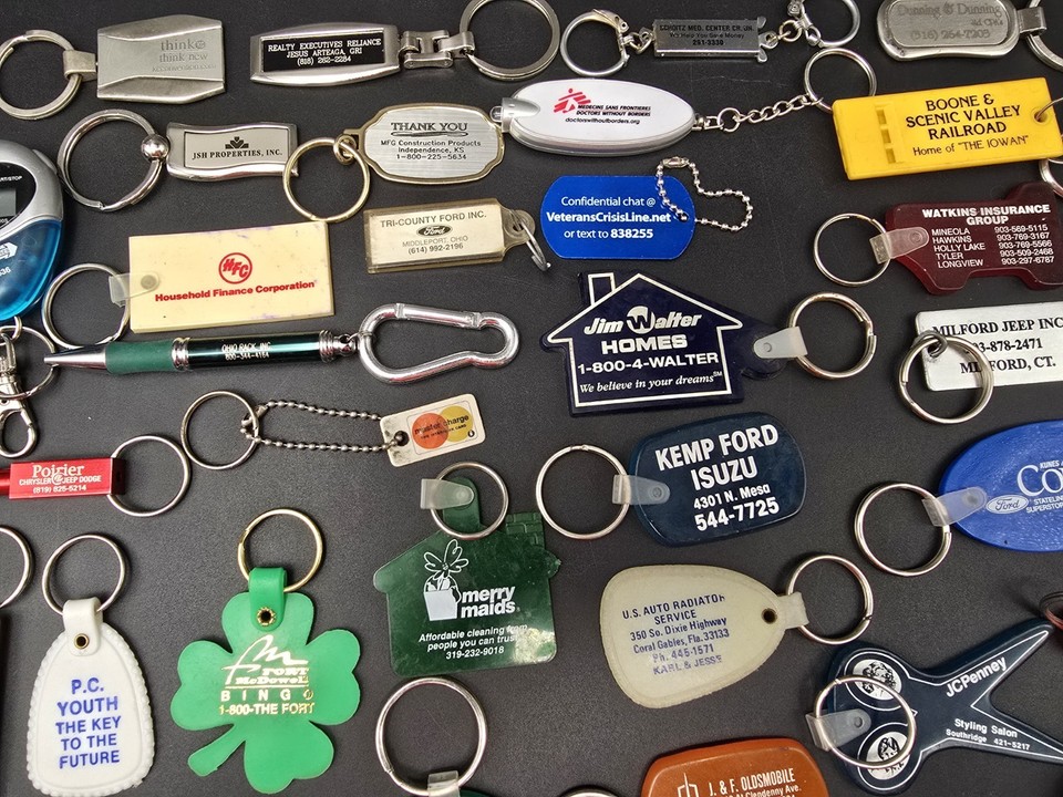 Lot of 87 Advertisement Keychains Branded Logos Unique Collectible | eBay