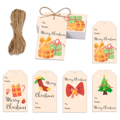 50 PCS Christmas Gift Tags with String Paper Name Tags for Holiday ...