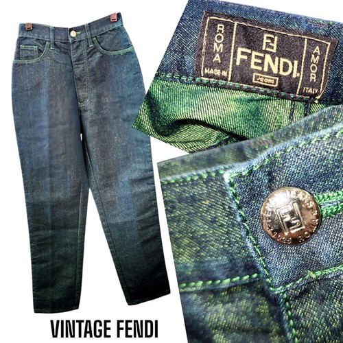 FENDI ROMA AMOR NWOT Sz 28 Vtg Italy Green Stitch Indie Grunge Goth ...