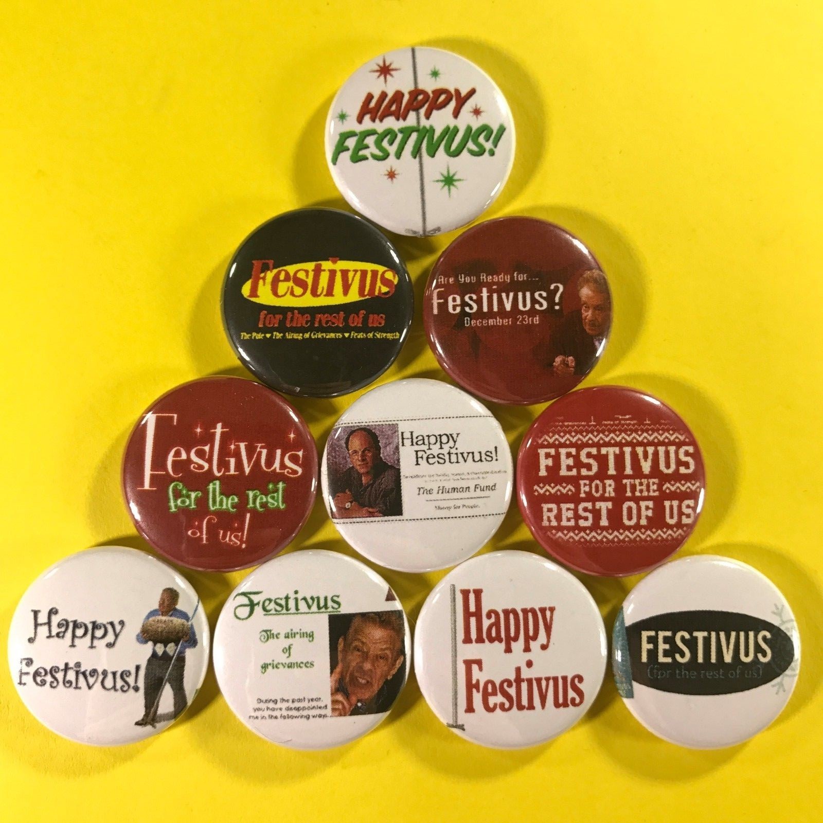 Festivus 1" Button Pin Set Christmas Seinfeld Holiday Comedy Frank ...