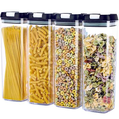 HOdo 4 Pcs Plastic Dry Food Storage Containers Cereal Box Tub with ...