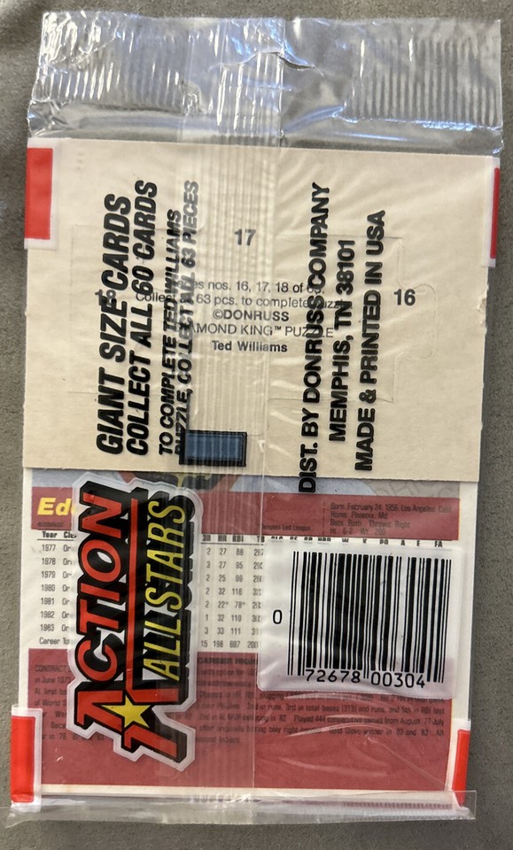 1984 Donruss Action All Stars Pack Ron Guidry Yankees Top Eddie Murray ...