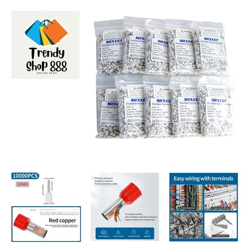 10000PCS Wire Ferrules,22 AWG Wire Ferrule Kit,Copper Crimp Ferrule ...