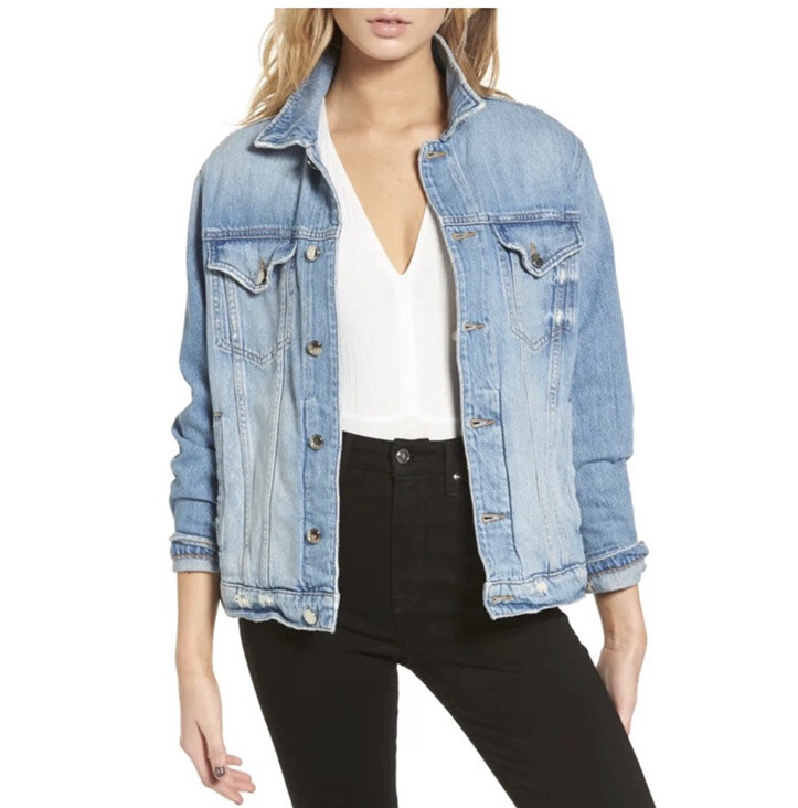 Good American Mesh Letter J Studded Denim Jean Button… - Gem