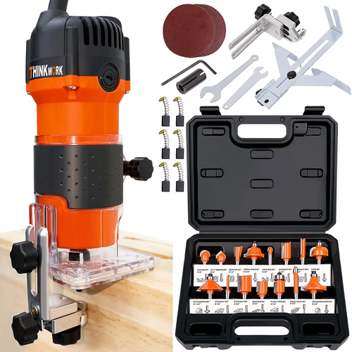 Compact Wood Router Kit – 6.5A, 1.25HP Motor with 15 Router Bits ...