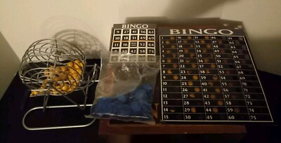 Bingo Game Spinner Set w/ Balls, Cards Storage Box Complete Set Vintage ...
