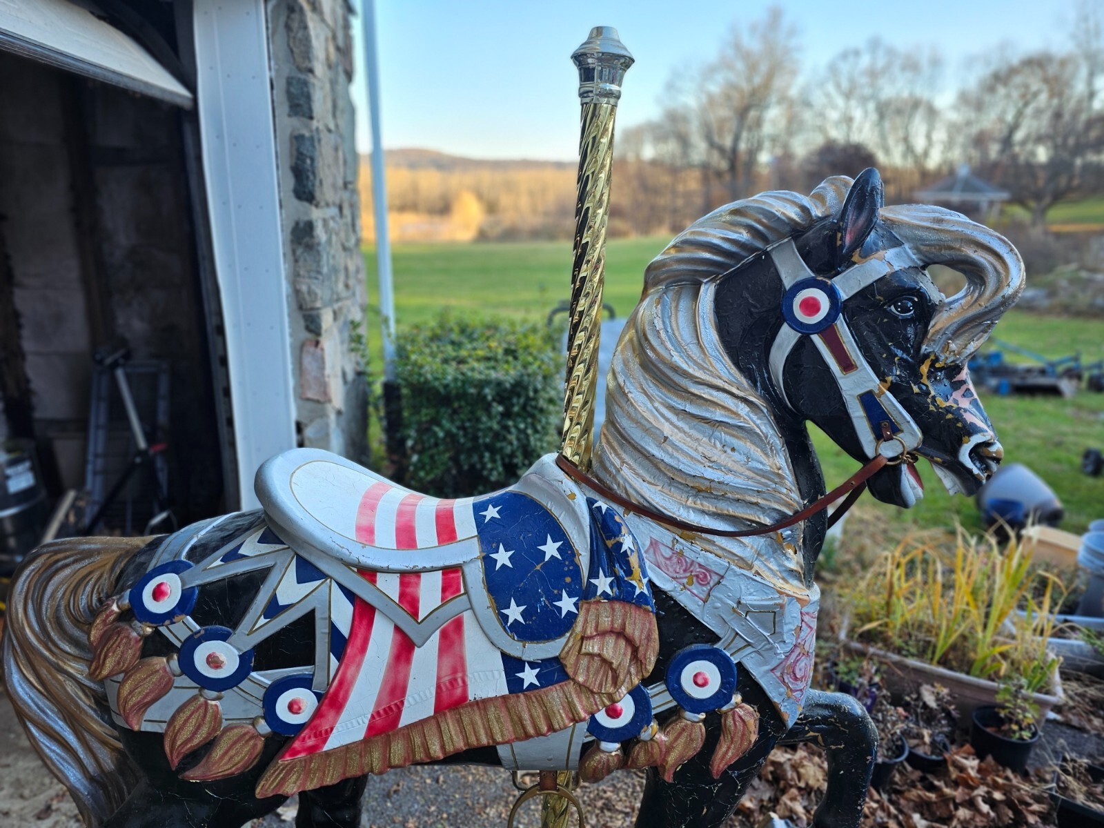 FULL SIZED REPRODUCTION ROTOCAST CAROUSEL HORSE WITH POLE & STAND | eBay