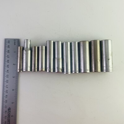 Vtg Craftsman Deep Sockets 11pc Mix Lot V G G1 EE =V= S-AC SAE Metric 1 ...