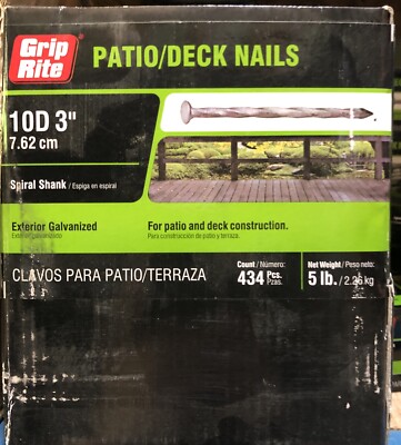 GRIP RITE 10D 3" Long GALVANIZED Patio Deck Nails 5 Lb Box | eBay