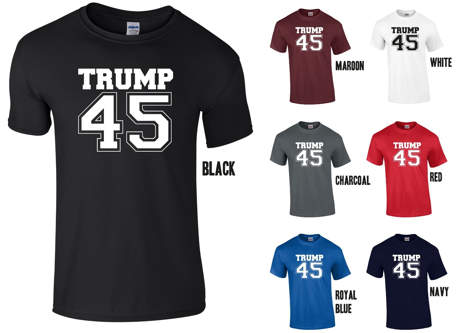 TRUMP 45 T-SHIRT - DONALD 45th PRESIDENT USA MAKE AMERICA GREAT ...