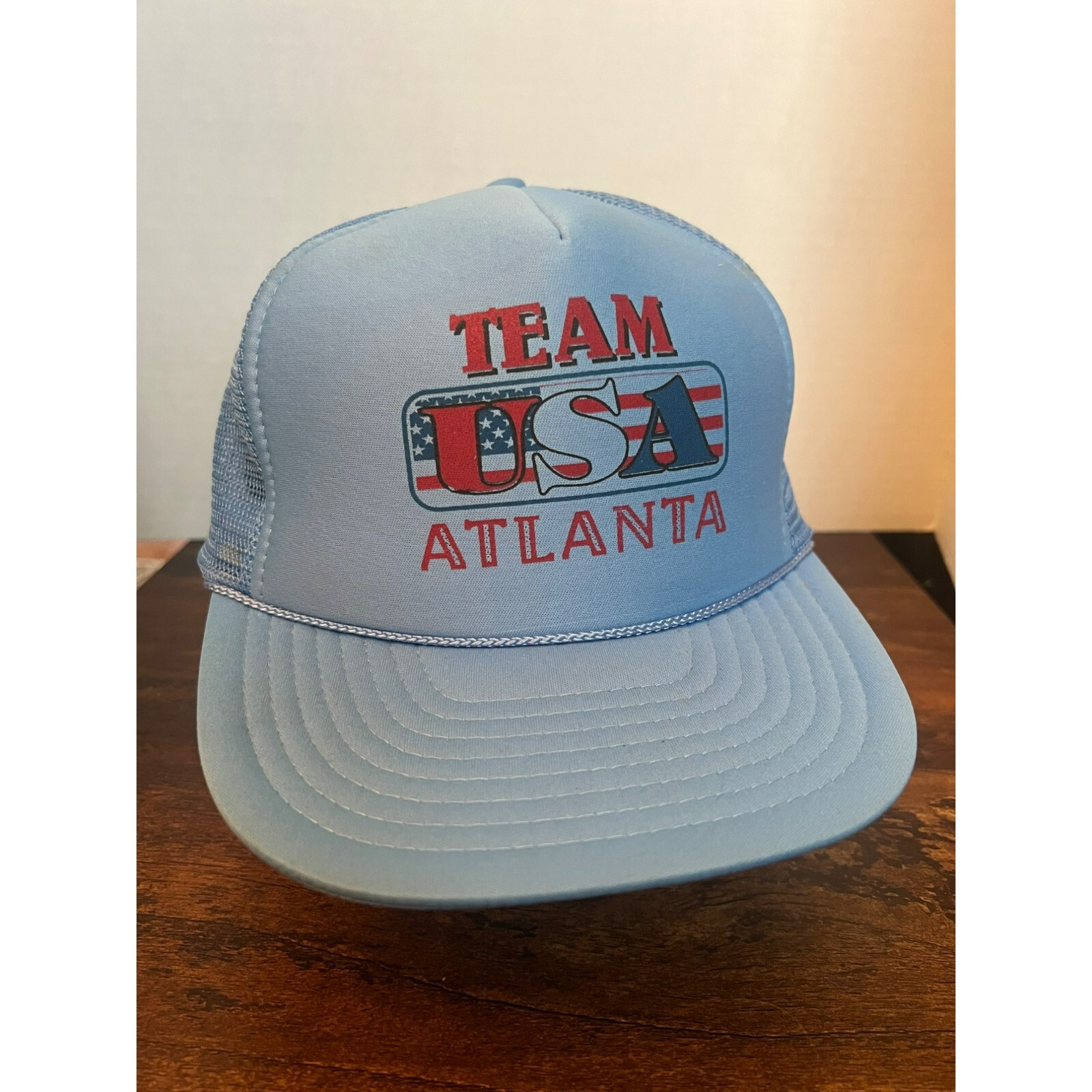 Vintage Team USA Atlanta Blue Trucker Snapback Hat S2 - Gem