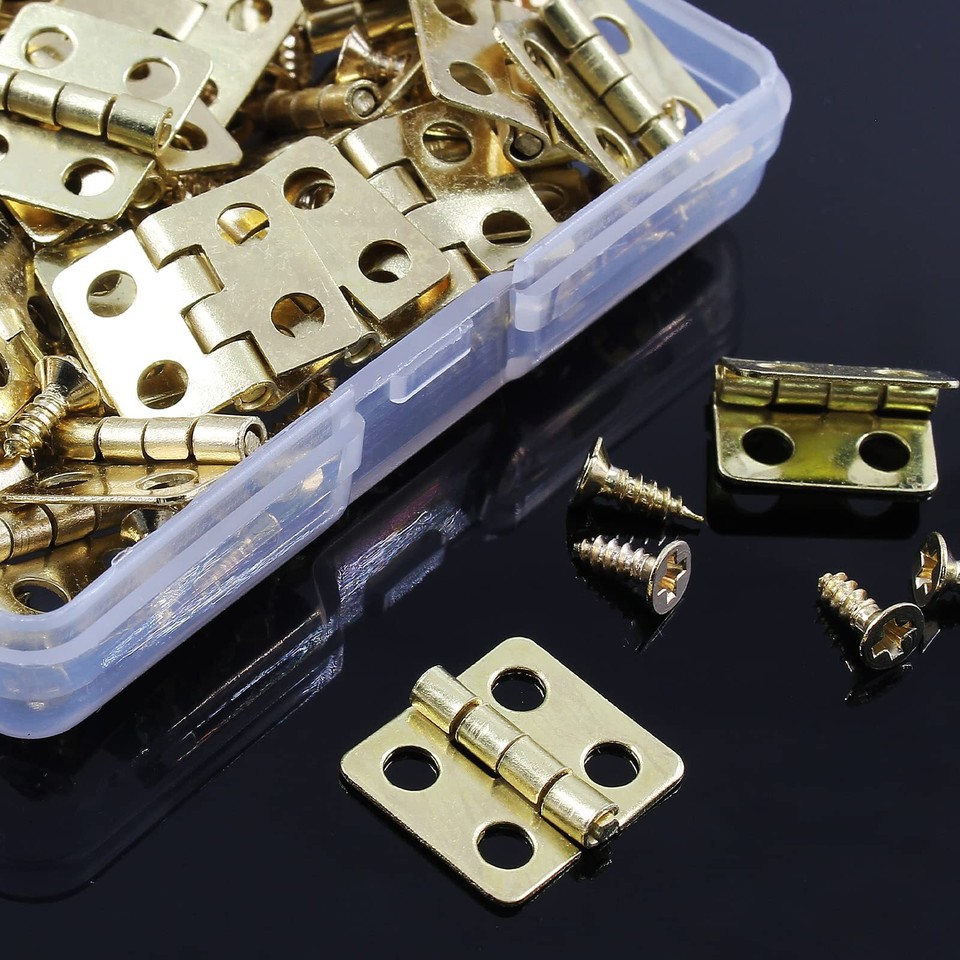 30 Pcs Mini Hinges Miniature Hardware with Screws for Wooden Box Crafts ...