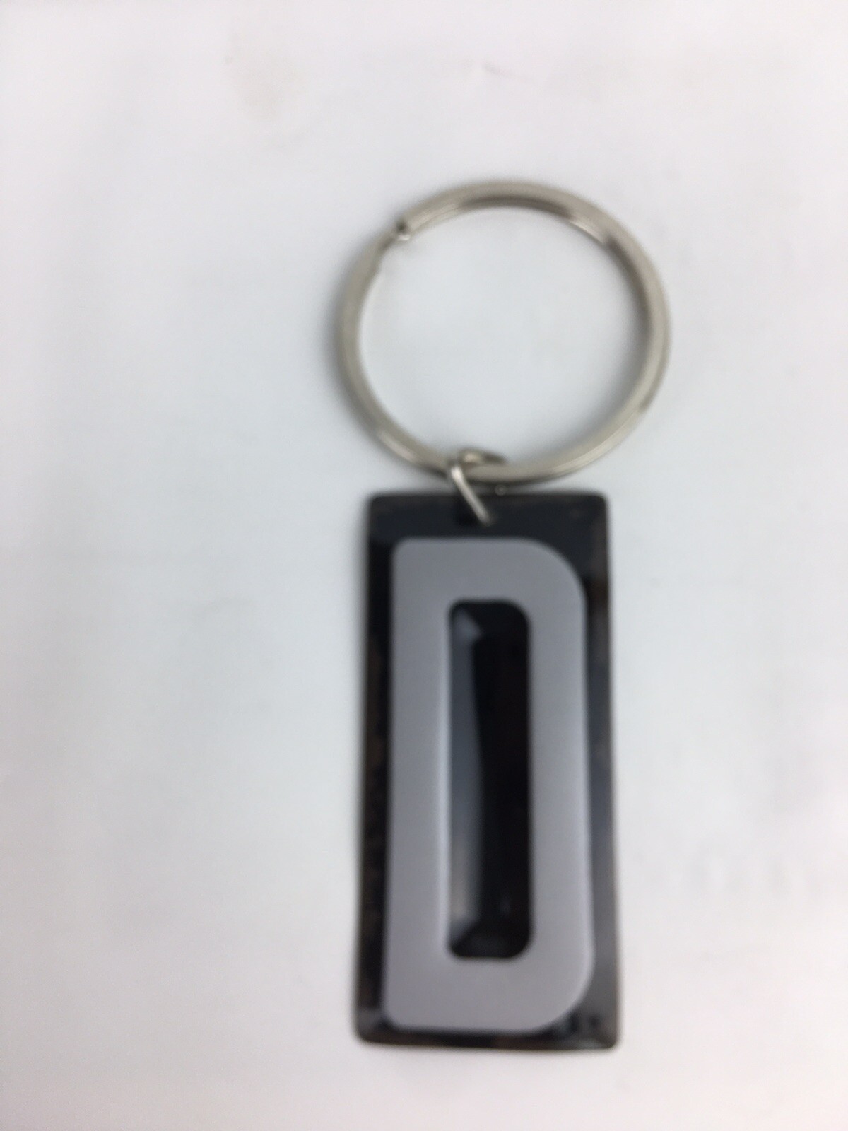Letter D Keychain Metal Rectangle Black Silver Colored | eBay