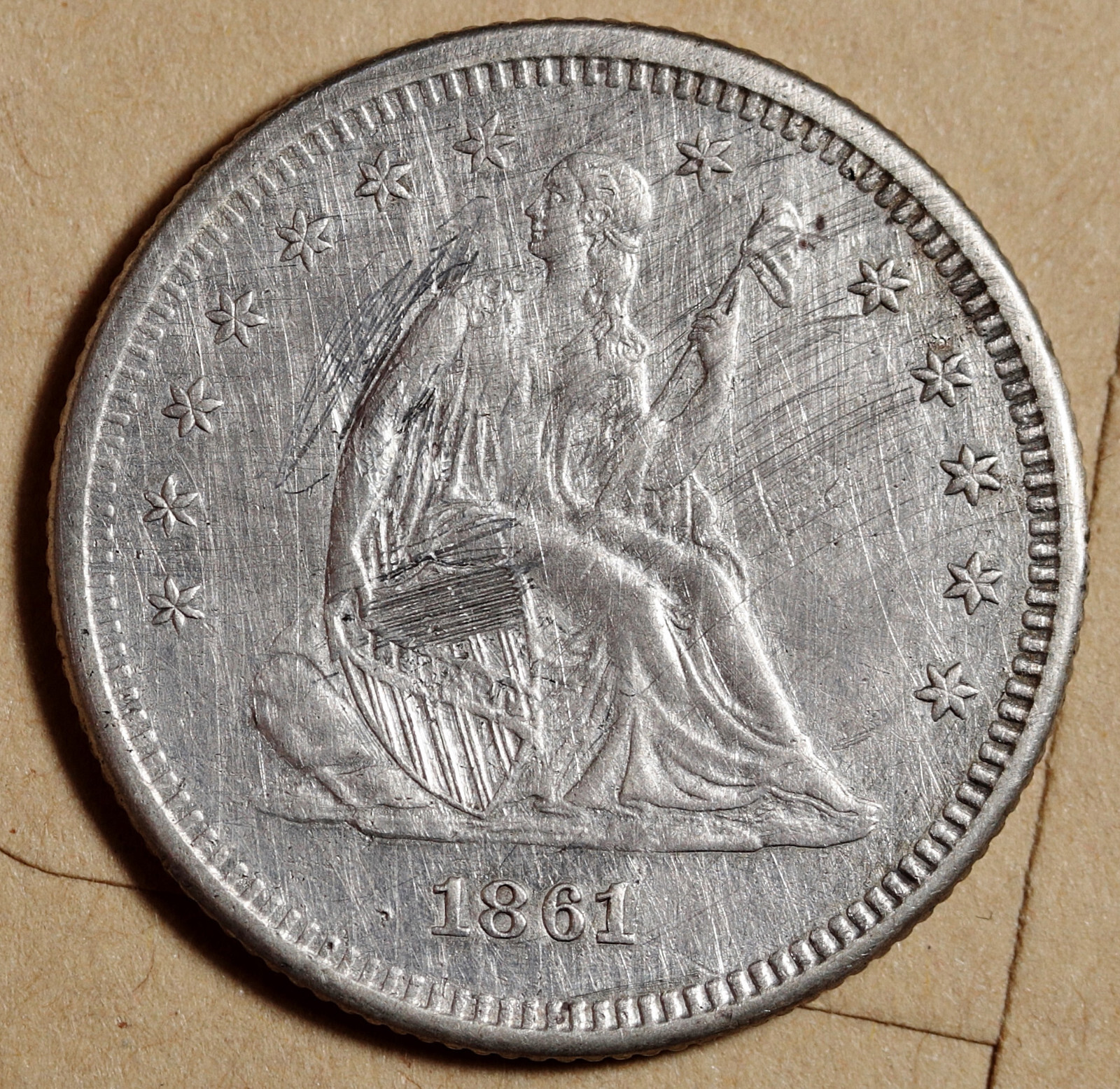 1861 Seated Liberty Quarter. Civil War Era. AU Detail. 197899 | eBay