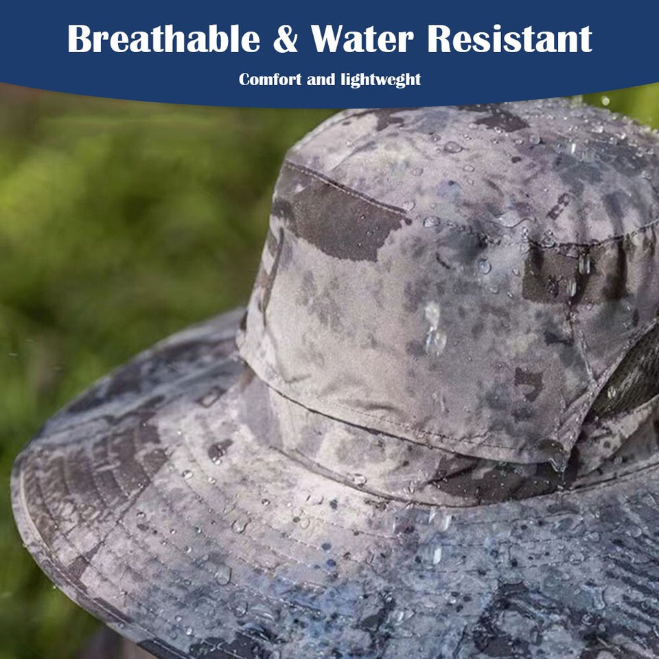 Wide Brim Bucket Sun Hat With Solar Fan Men Fishing Hiking Outdoor ...