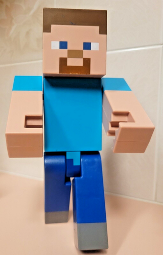 Minecraft Steve Action Figure Pixel Large Scale Mojang Mattel Poseable ...