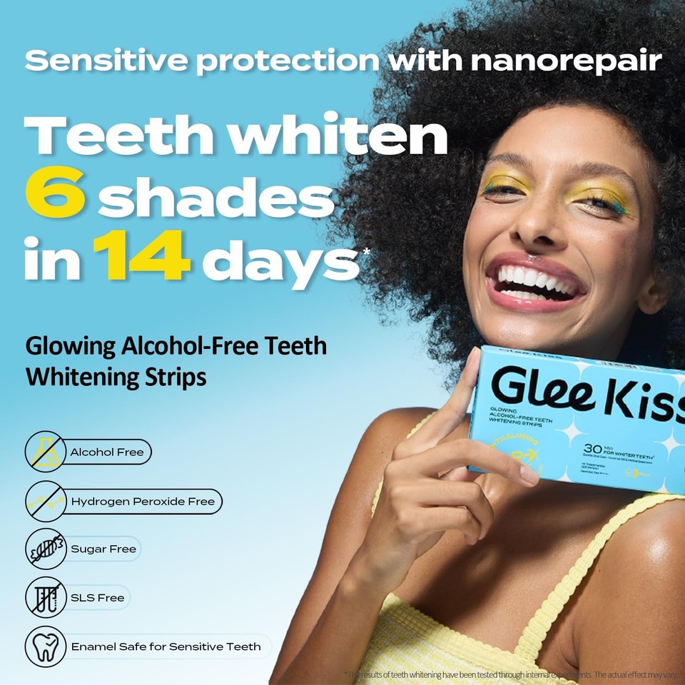 Glee Kiss Teeth Whitening Strips for Sensitive Teeth with Pap ...