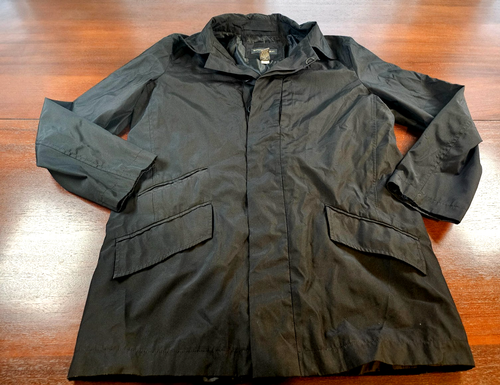 Banana Republic Black Rain Jacket Hidden Buttons Pockets Size Medium | eBay