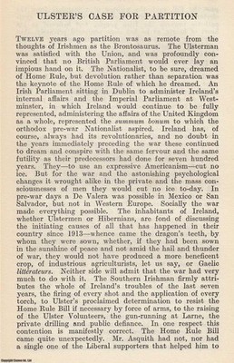 ULSTER'S CASE FOR PARTITION. BY C. H. BRETHERTON. AN ORIGINAL ARTICLE ...