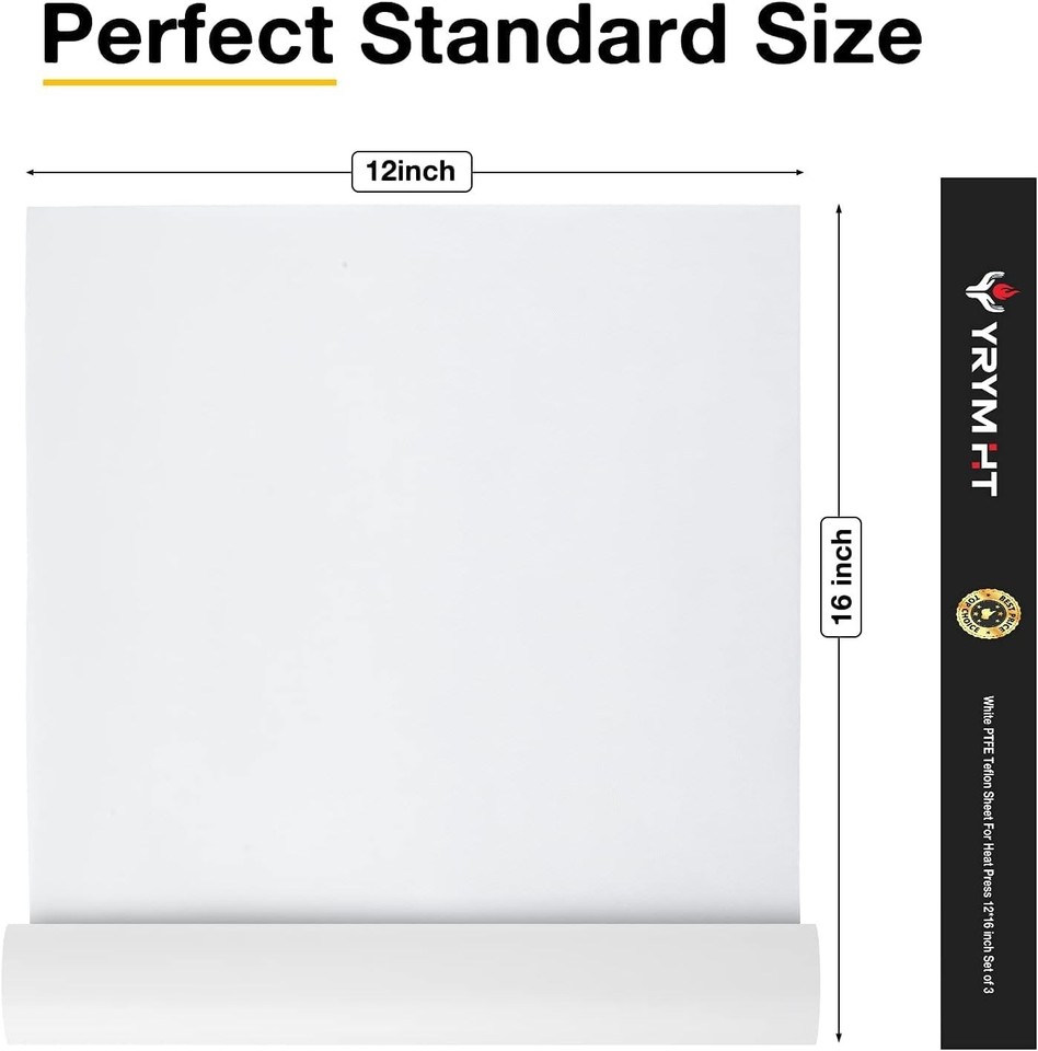 3 Pack 12x16 White PTFE Sheets Heat Press Non-Stick Reusable Craft Mats ...