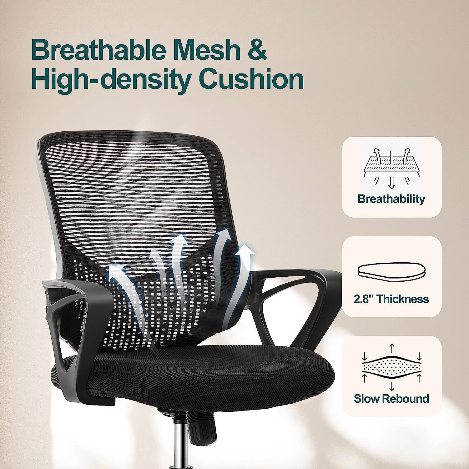 Home Office Chair Ergonomic Desk Chair Mesh Computer Chair with Lumbar ...