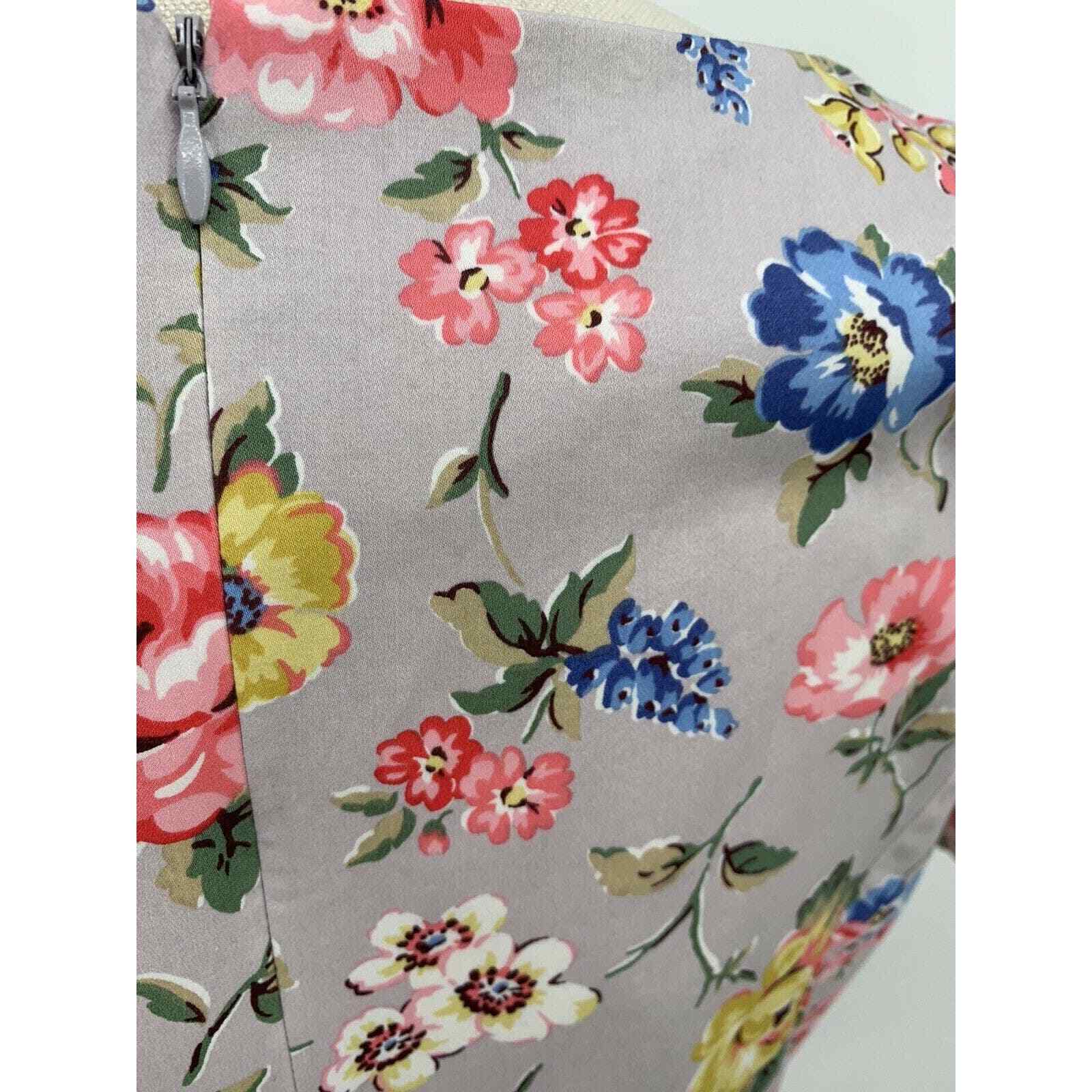 Cath Kidston Dress Gray Floral Retro Style Short Slee… - Gem