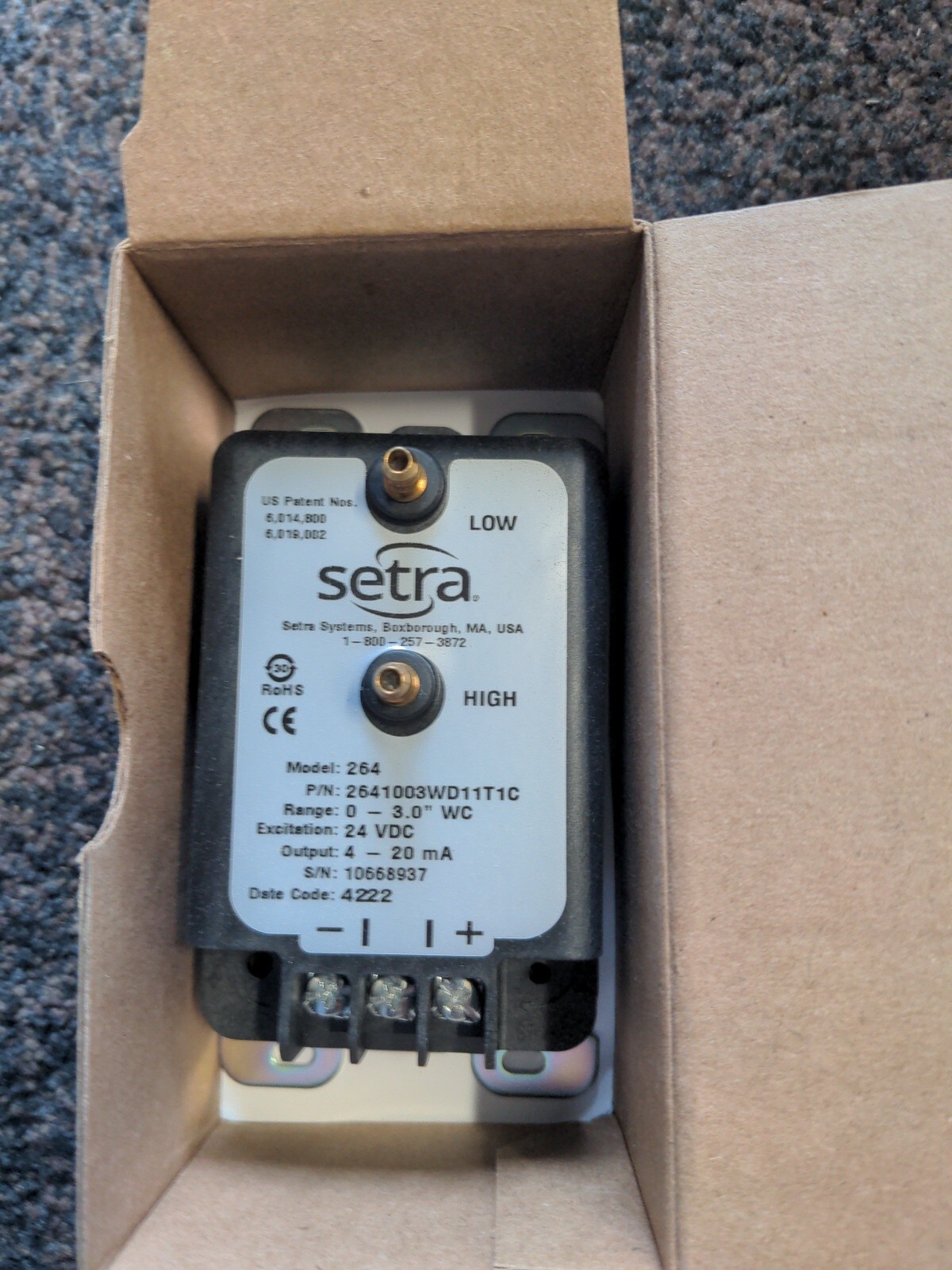 SETRA SYSTEMS 264 Pressure Transducer Model | eBay