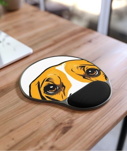 Beagle Dog Mouse Pad with Wrist Rest, Pet Lover Gift, Animal Design | eBay