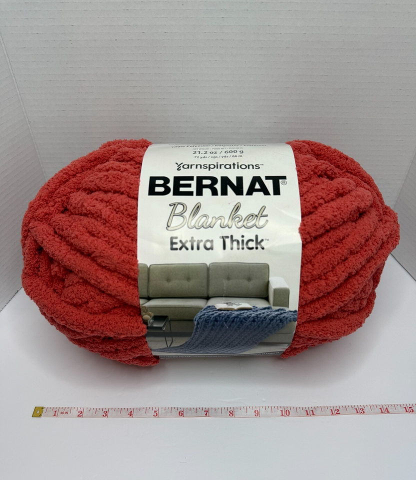 Bernat Blanket Extra Thick Yarn 72yd 21.2oz Jumbo 7 - Brick Red / Lot ...