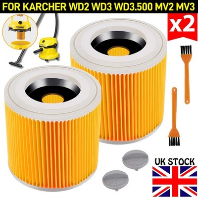 2x Replacement Filter For Karcher Wet and Dry WD2 WD3.500 WD3 WD2 Plus ...