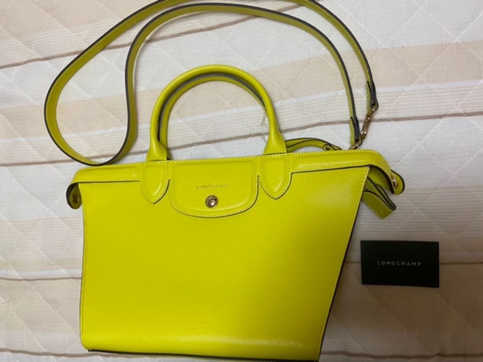 LONGCHAMP Heritage Le Pliage Yellow women hand bag purse handle From ...