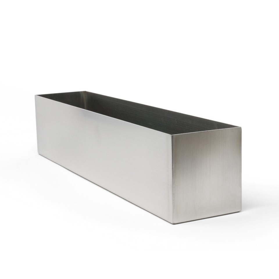 Modern Trough Rectangle Planter 16 inch, Brushed Stainless Steel | eBay