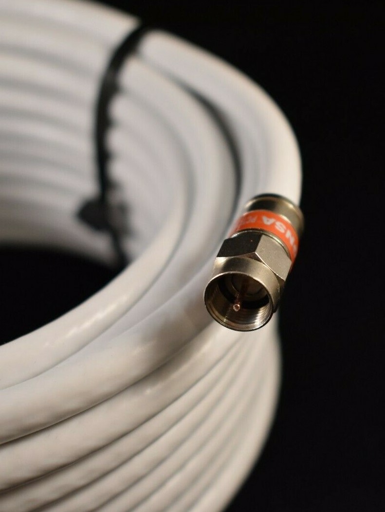 10m White RG6 Coax Quad Shield F-Type Cable Digital TV Foxtel Telstra ...