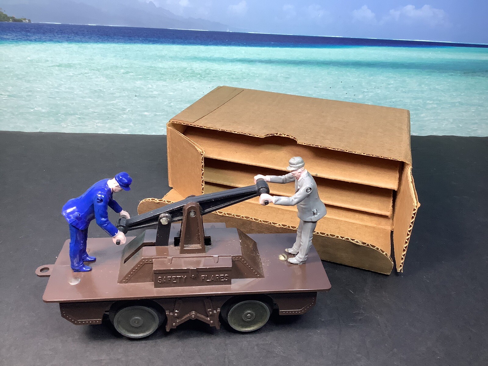 1950's VINTAGE O SCALE MARX ELECTRIC HAND CAR TRAIN #2002 W/ORIGINAL ...